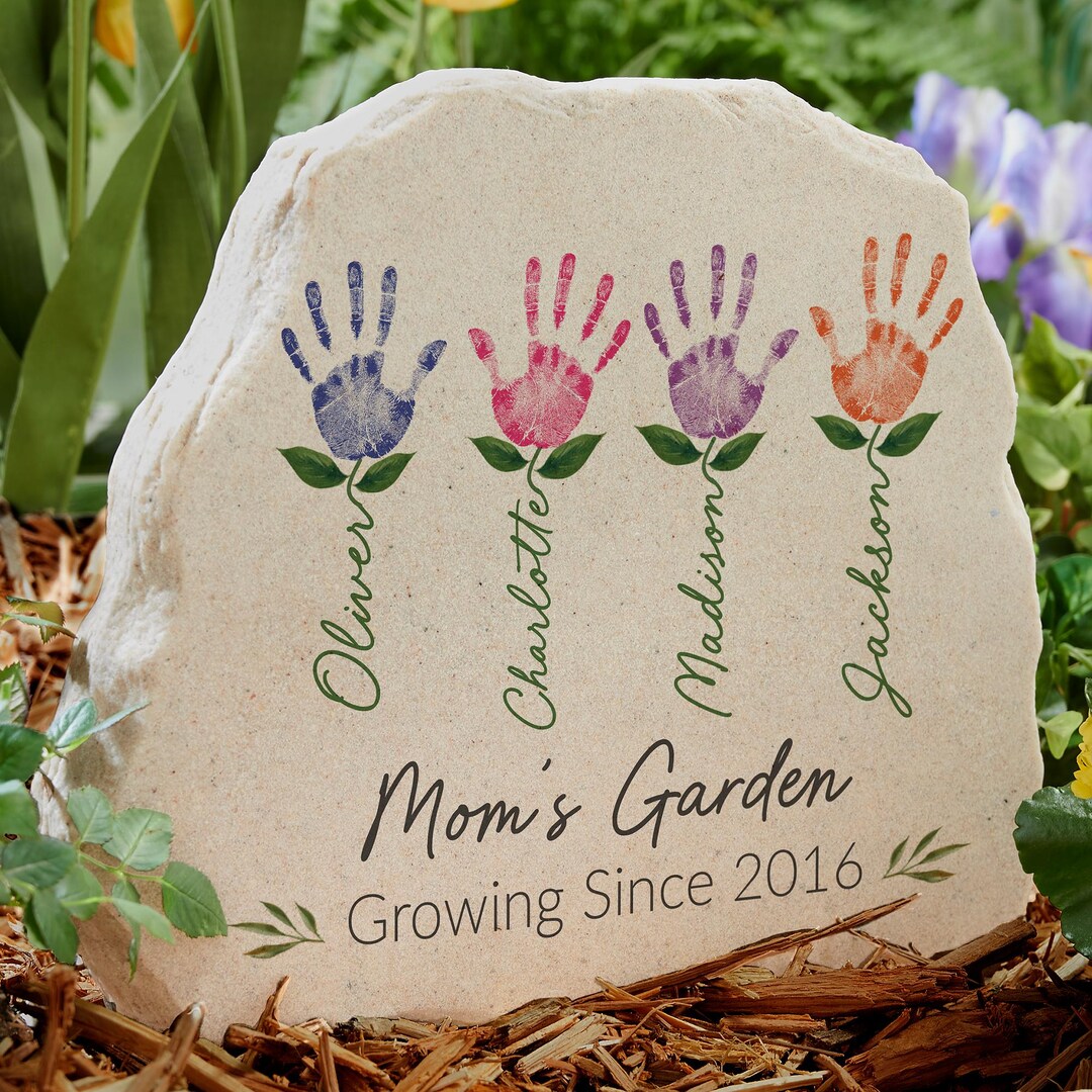 Handprint Art Personalized Standing Garden Stone, Outdoor Decor, Garden ...
