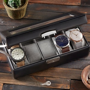 Professional Personalized Leather 5 Slot Watch Box, Gifts for Him ...