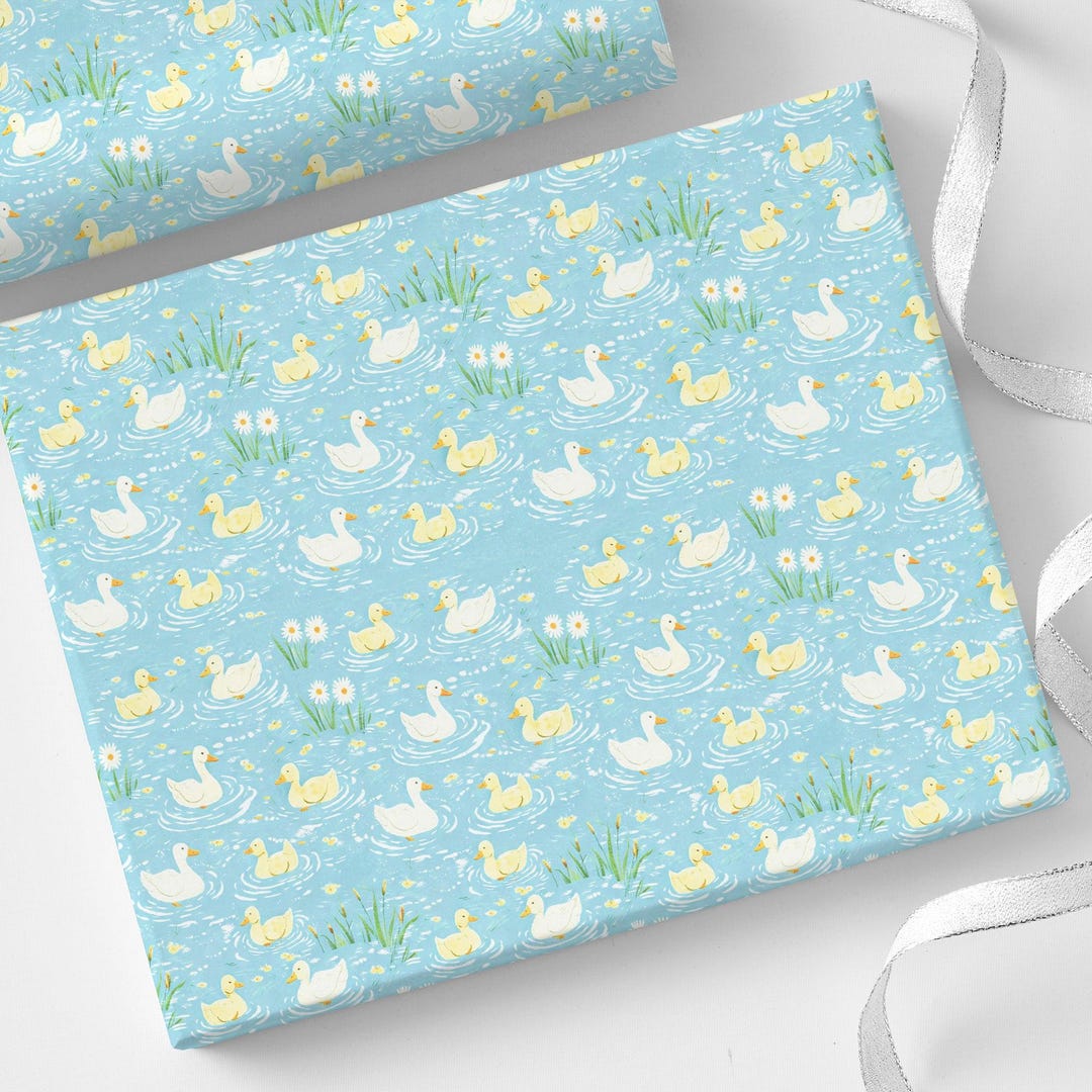 Ducky Baby Shower Wrapping Paper Roll – Cute Duck Gift Wrap – Baby ...