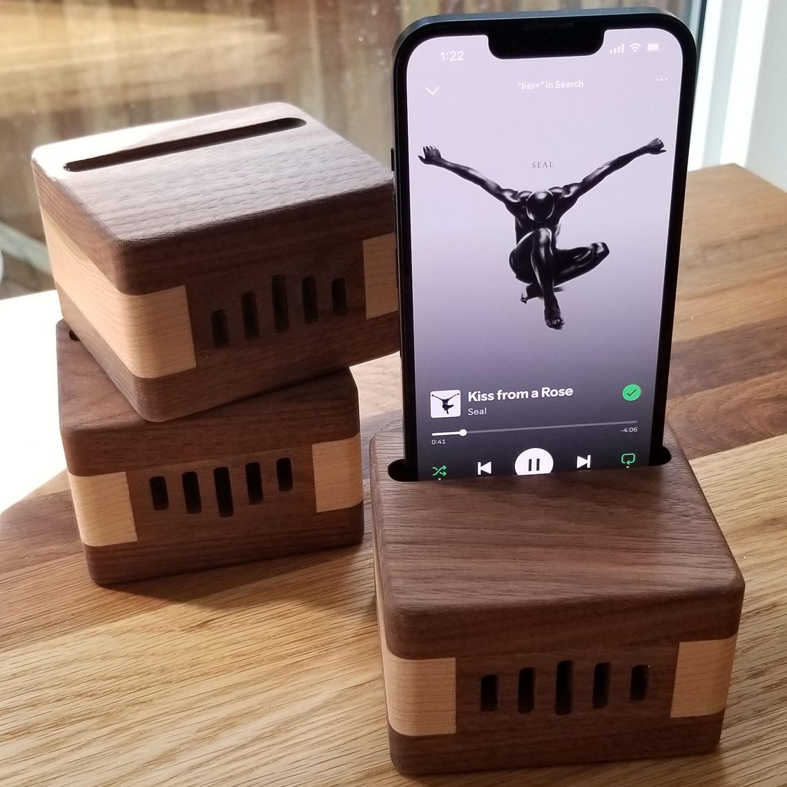 Walnut Acoustic Phone Speaker | Handcrafted Wood Amplifier for iPhone ...
