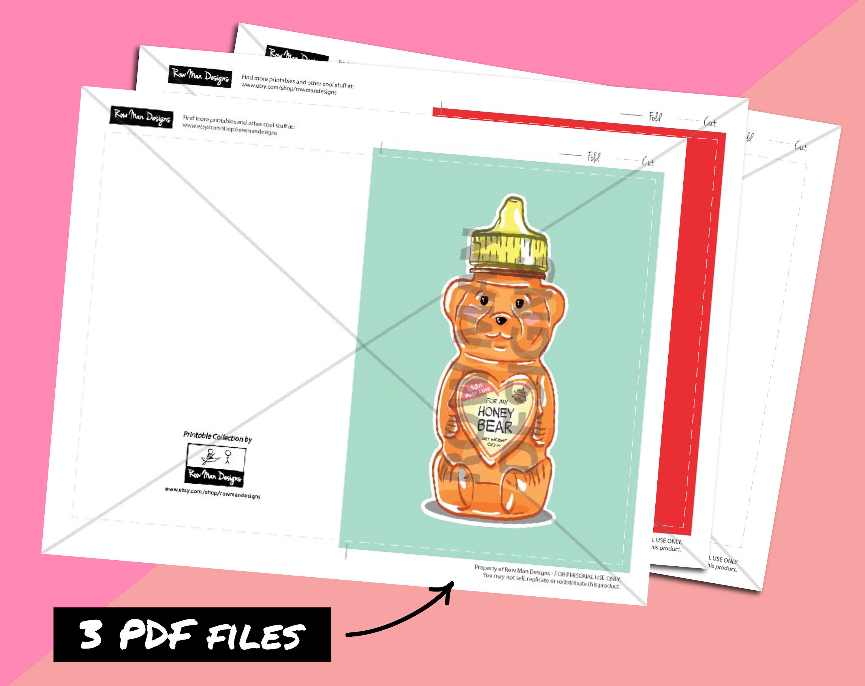 For My Honey Bear Printable Love Cards, Valentine Anniversary Card ...