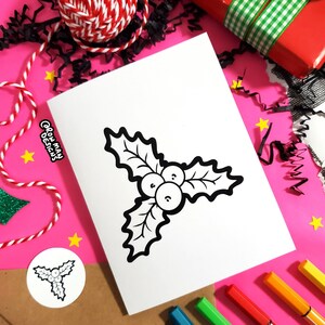 Cute Christmas Coloring Cards, Festive DIY Christmas Holiday Card Pack ...