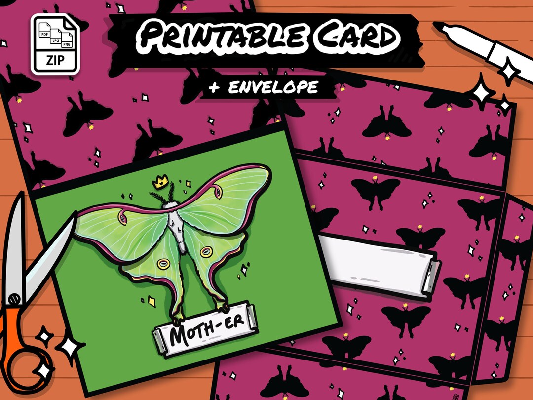 Printable Luna Mother's Day Card, Queen Moth Mom Birthday Card, Moth ...