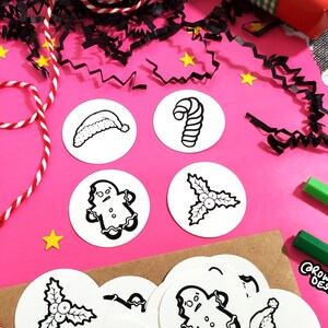 Cute Christmas Coloring Cards, Festive DIY Christmas Holiday Card Pack ...