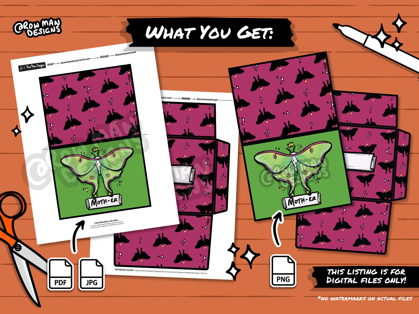 Printable Luna Mother's Day Card, Queen Moth Mom Birthday Card, Moth ...
