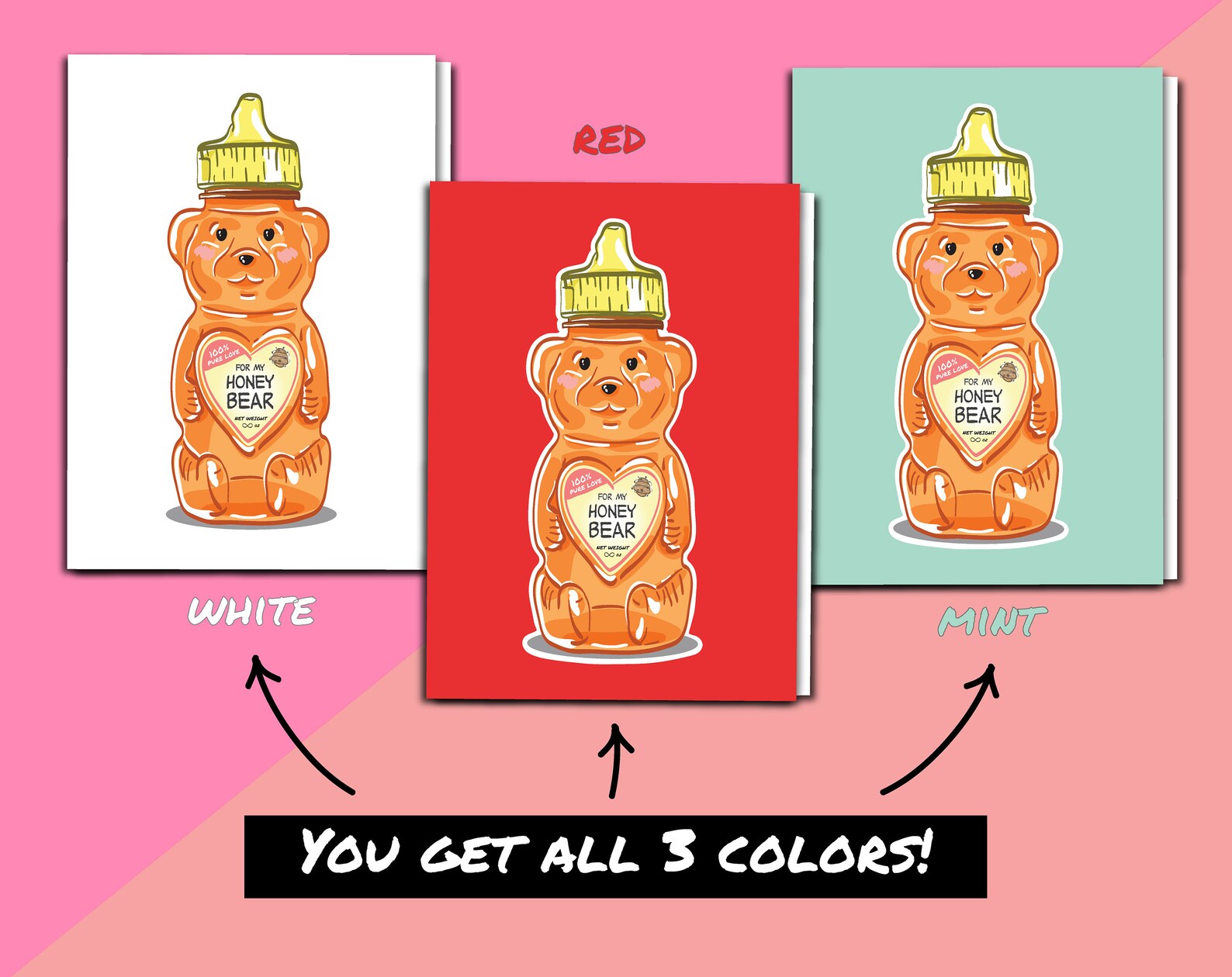 For My Honey Bear Printable Love Cards, Valentine Anniversary Card ...