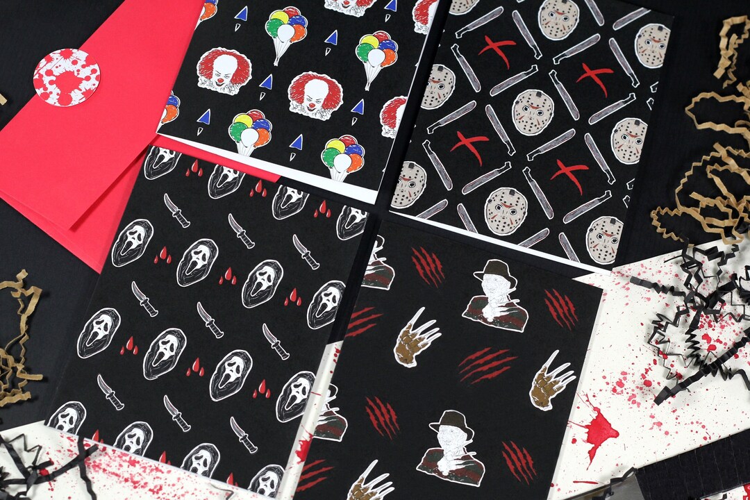 Horror Note Cards Set Scary Movie Killer Cards It Jason - Etsy