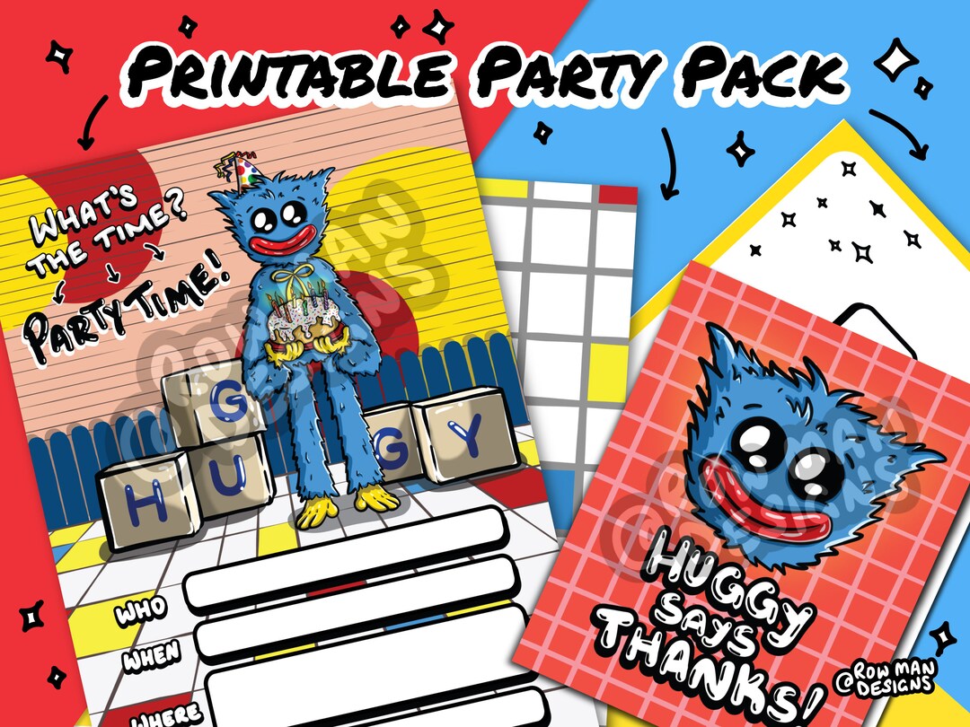 Huggy Printable Party Pack, Poppy Playtime Inspired Party Invitation ...