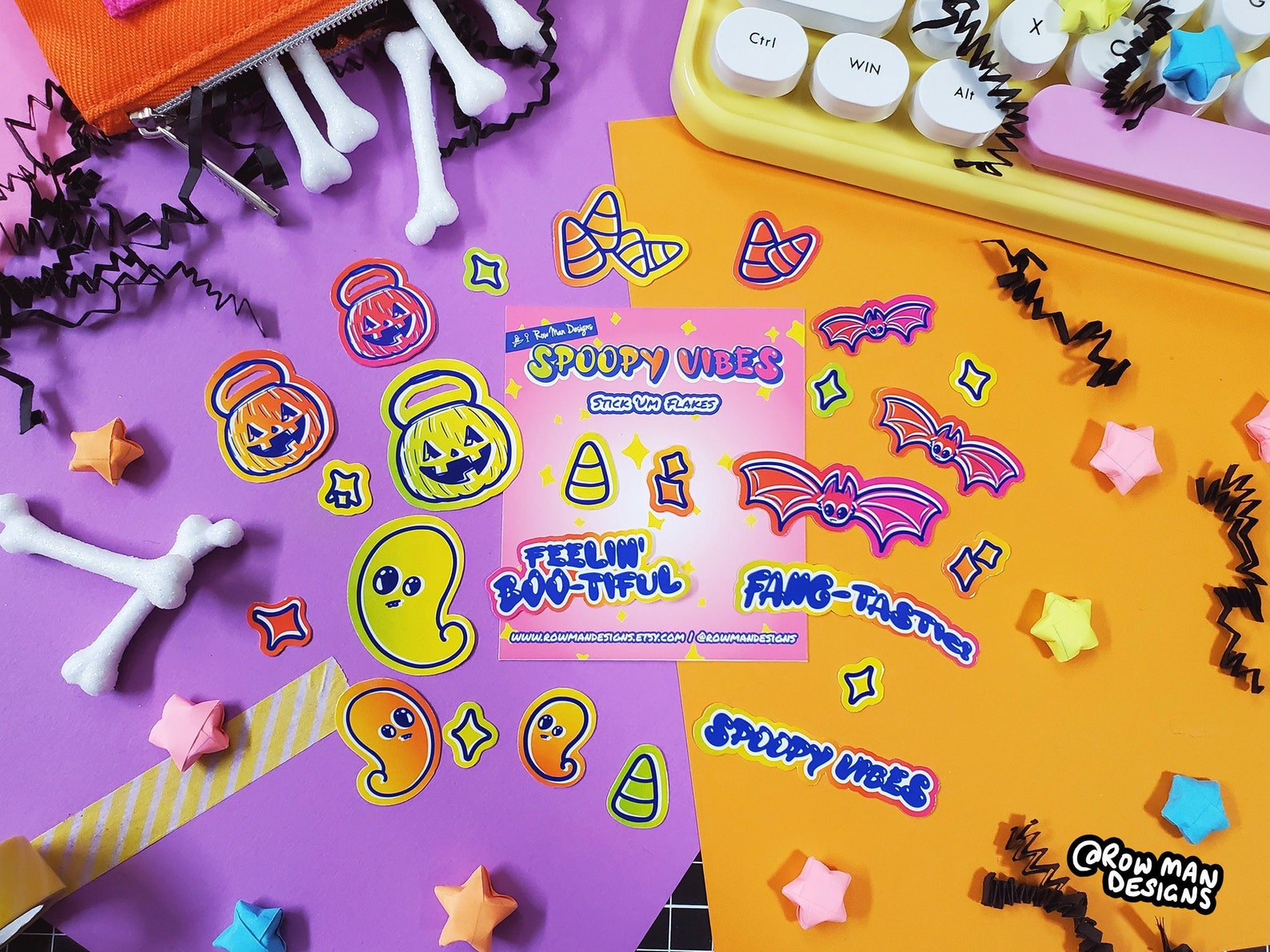 Spooky Rainbow Sticker Flakes Colorful Halloween Stickerts - Etsy