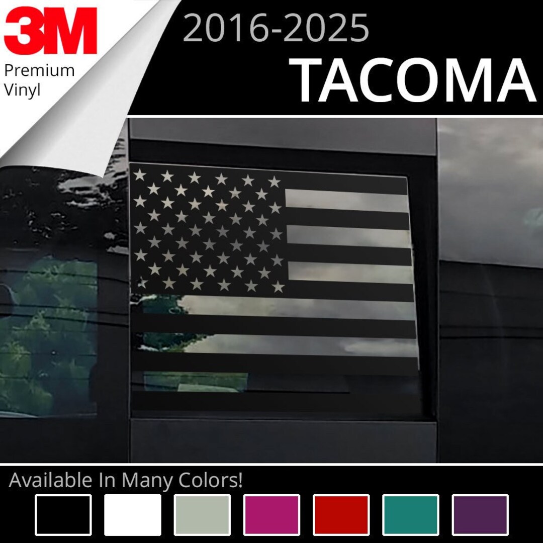 Bocadecals 2016-2025 Toyota Tacoma Rear Middle Window American Flag ...