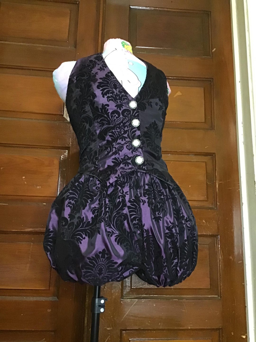 Black and Royal Purple Filigree Suit - Vest and Shorts Outfit Coord ...