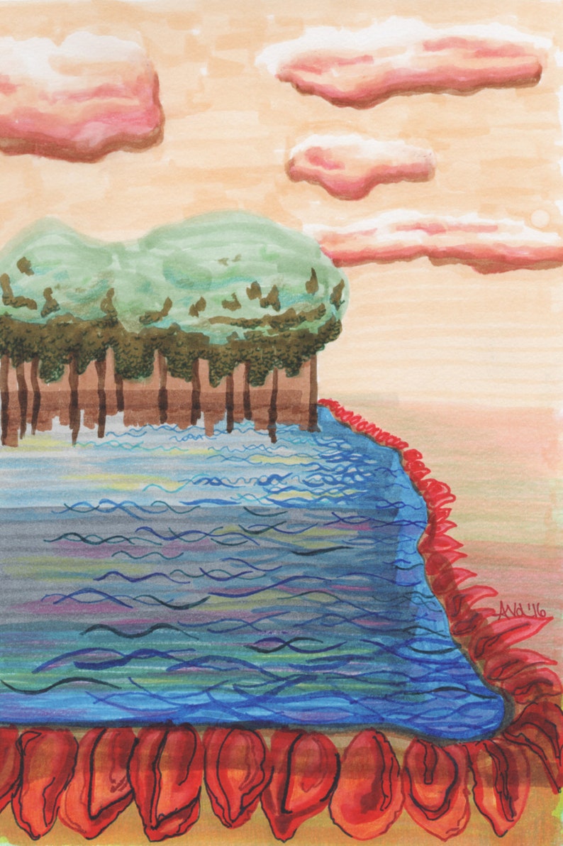 Feathered Lake - Digital Print of Original Drawing - Etsy