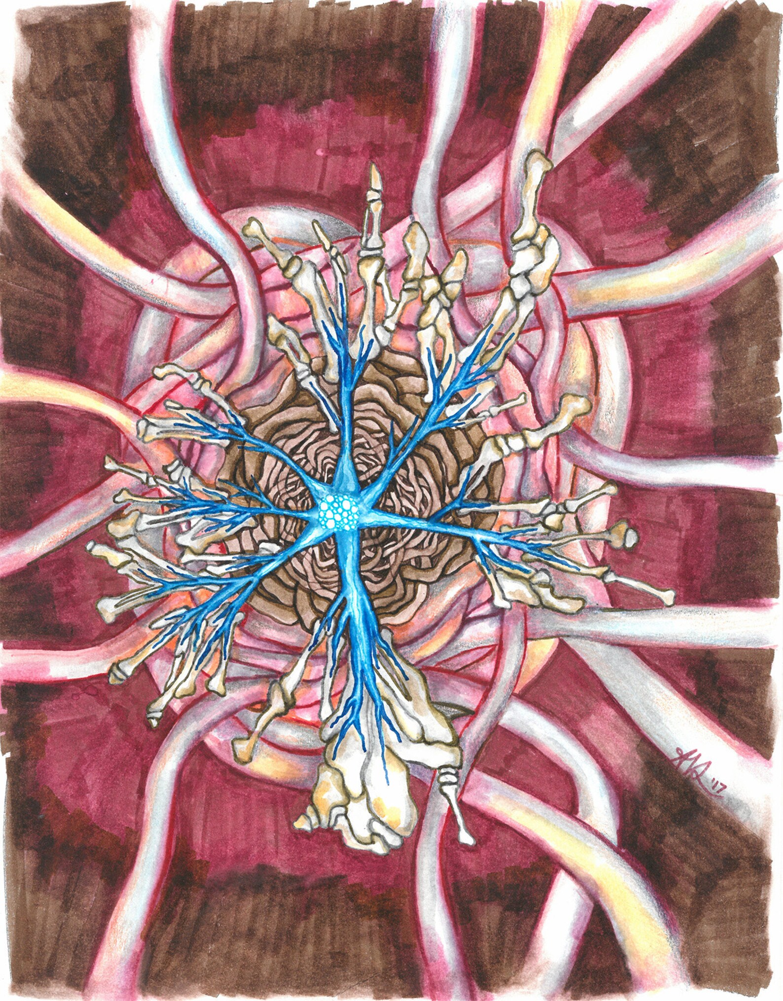 Cluster Original Mixed Media Drawing Digital Print Art, Surreal ...