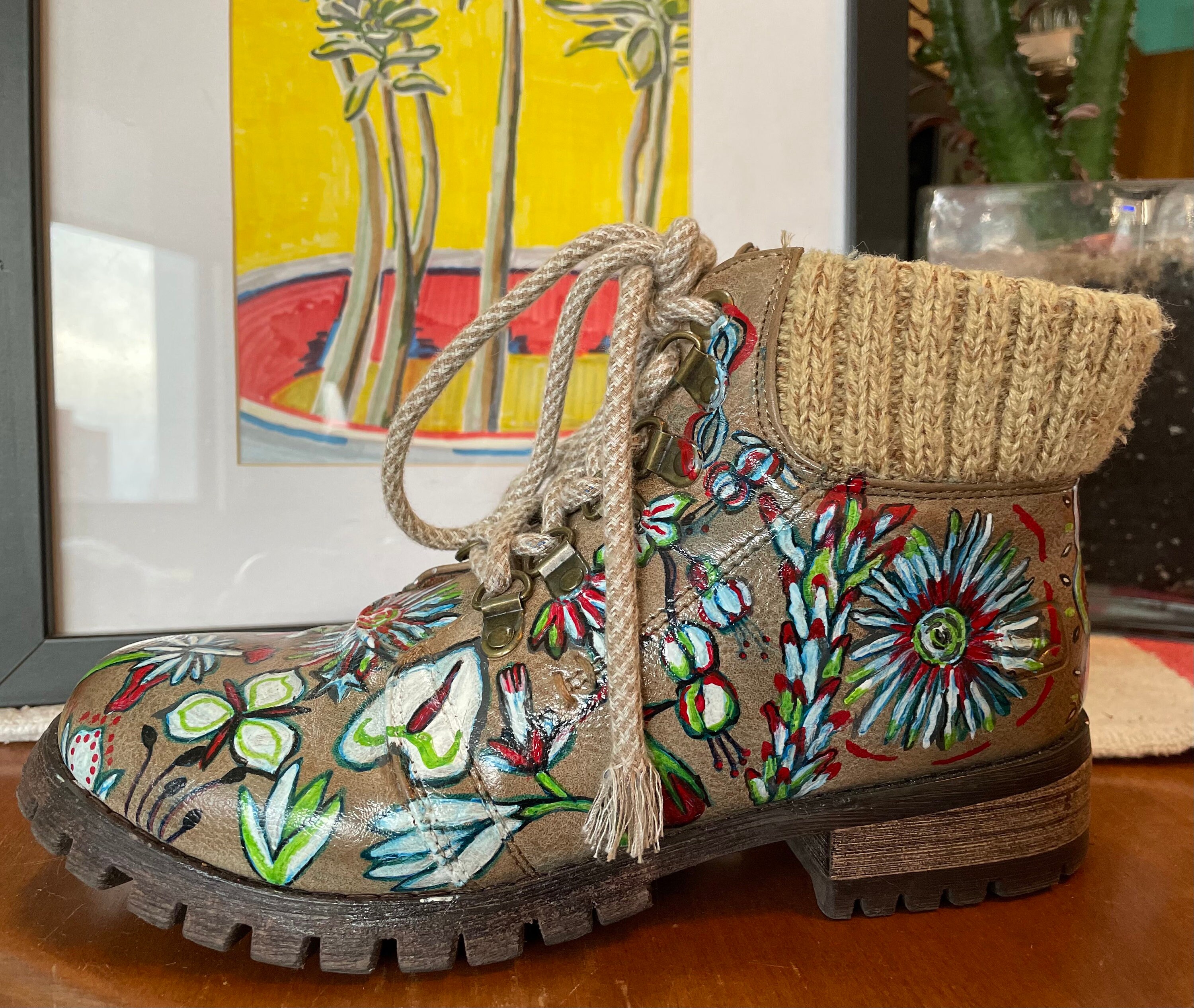 Hand-painted Up-cycled Nature Boots - Etsy