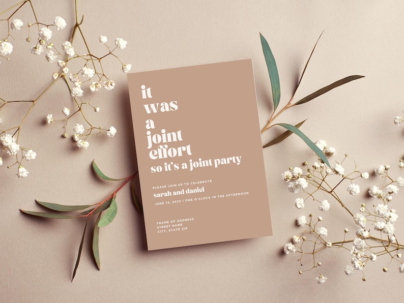 Joint Effort Baby Shower Invitation, Modern Baby Shower, Gender Neutral ...