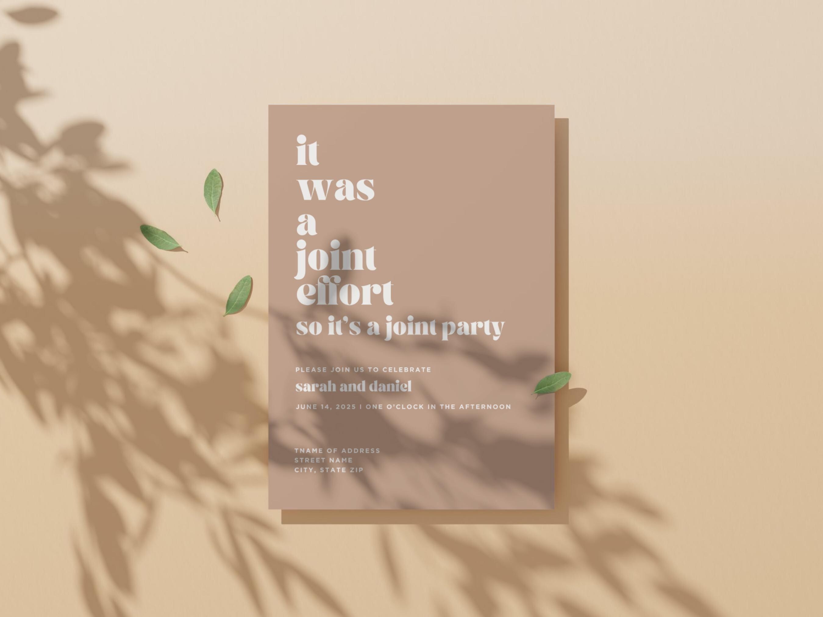 Joint Effort Baby Shower Invitation, Modern Baby Shower, Gender Neutral ...