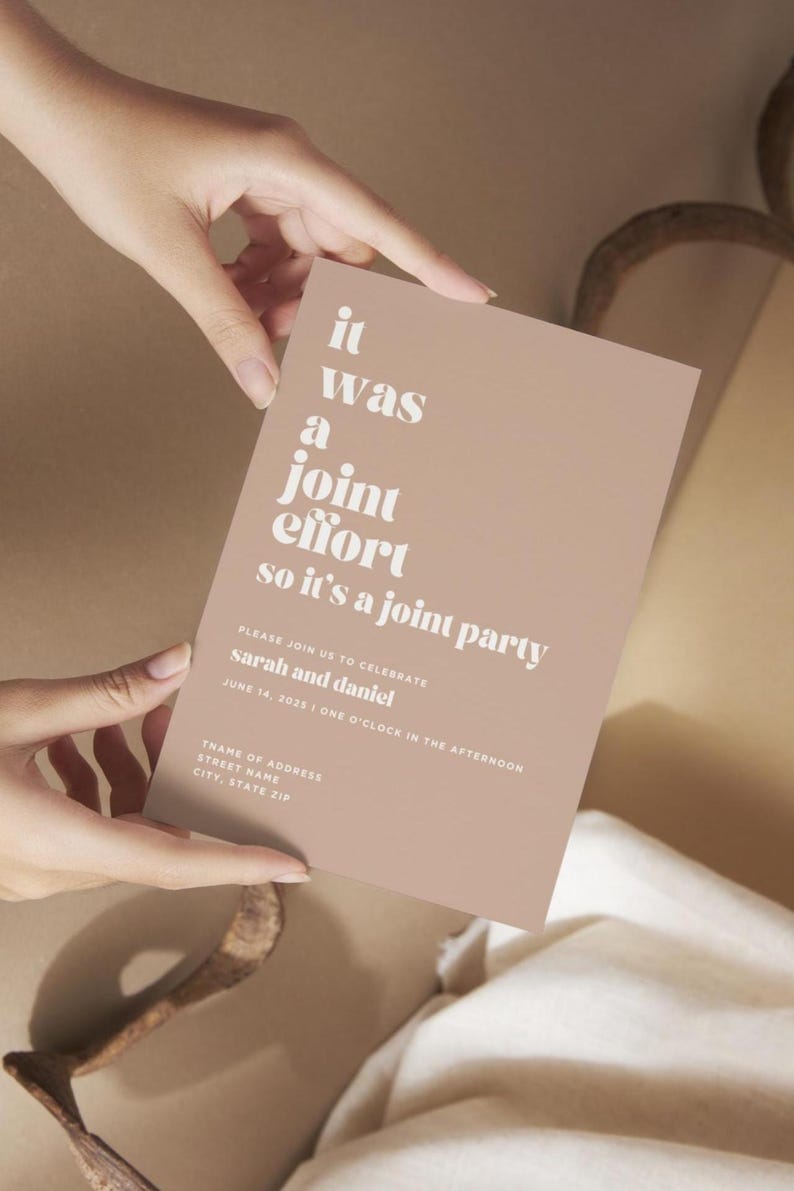 Joint Effort Baby Shower Invitation, Modern Baby Shower, Gender Neutral ...