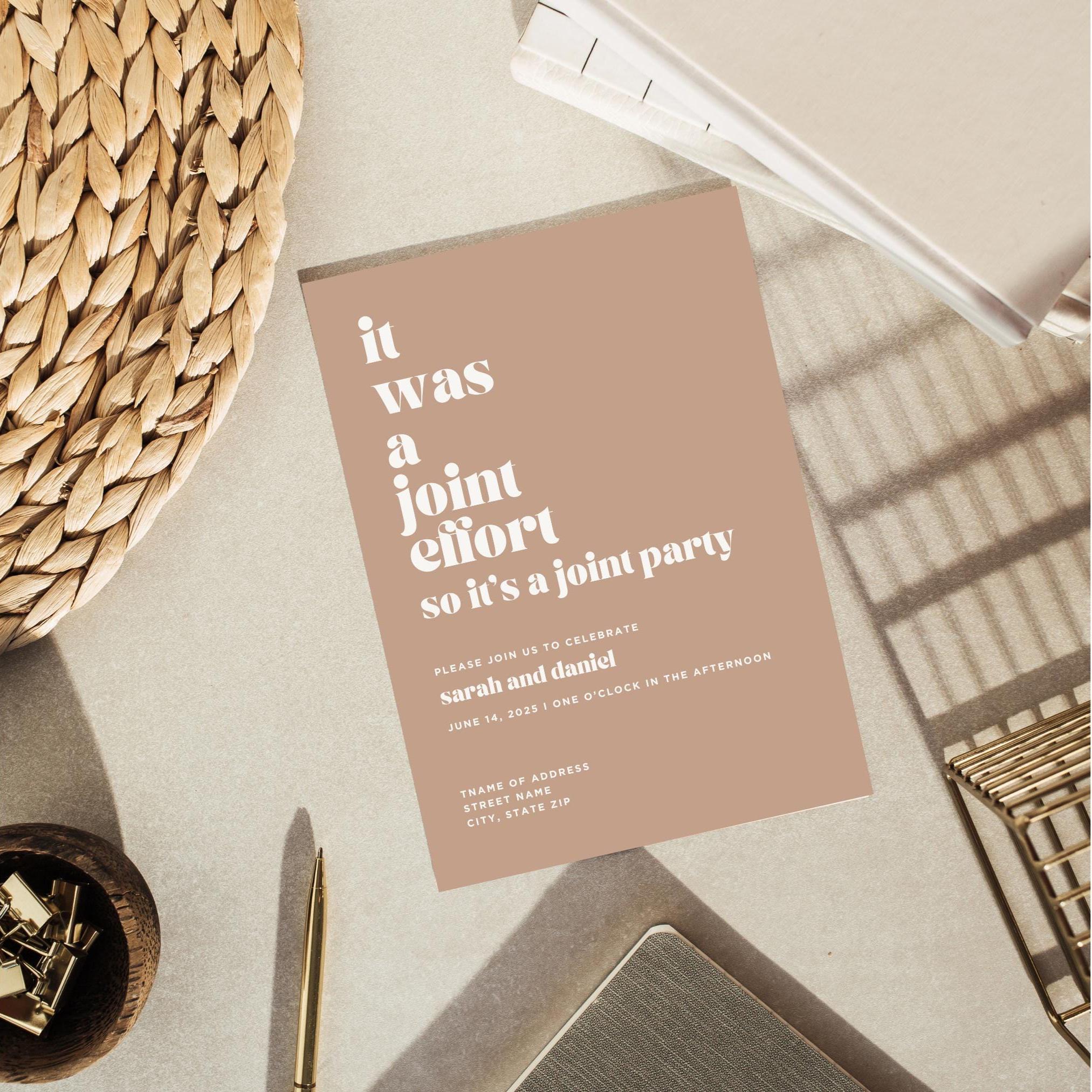 Joint Effort Baby Shower Invitation, Modern Baby Shower, Gender Neutral ...