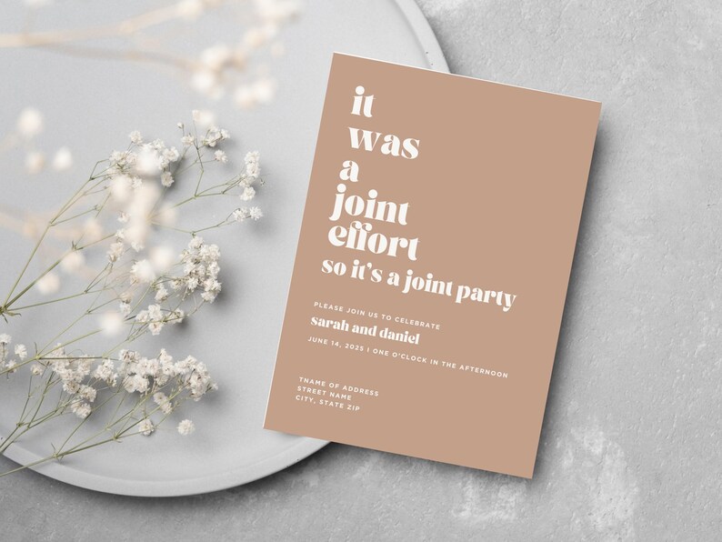 Joint Effort Baby Shower Invitation, Modern Baby Shower, Gender Neutral ...