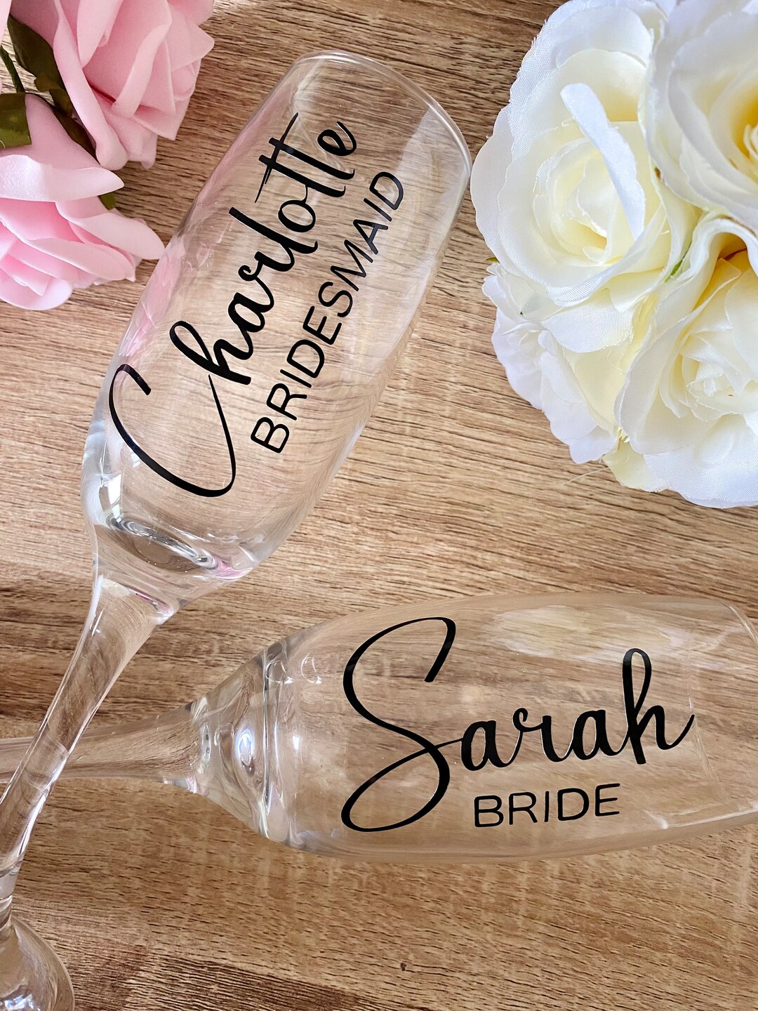Champagne Prosecco Glass Vinyl, Name Decals, Wedding Glasses, DIY ...