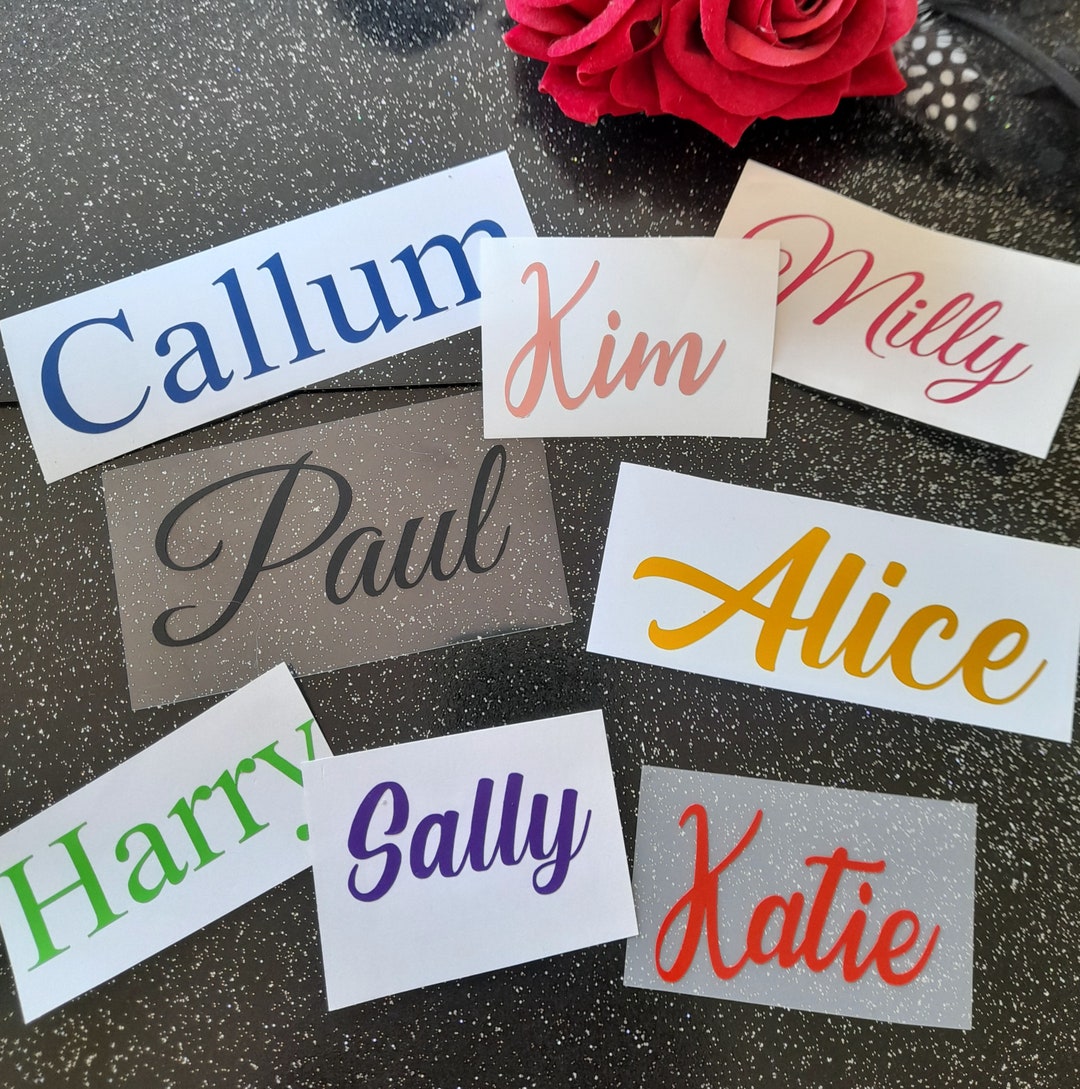 Personalised Vinyl Name Labels Ideal for Water Bottles. Glasses. Bridal ...