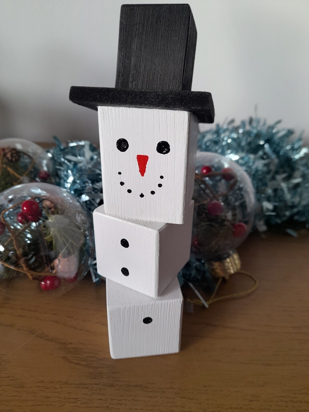 Handmade Wooden Cube Snowman. Christmas Decoration. Ornament - Etsy UK