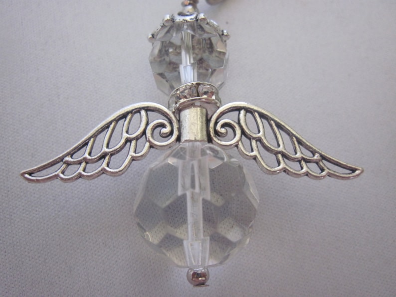 Clear Beaded Silver Guardian Angel Key Chain Faith | Etsy