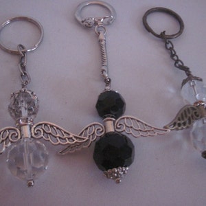 Clear Beaded Bronze Guardian Angel Key Chain, Faith, Christian, Prayer ...
