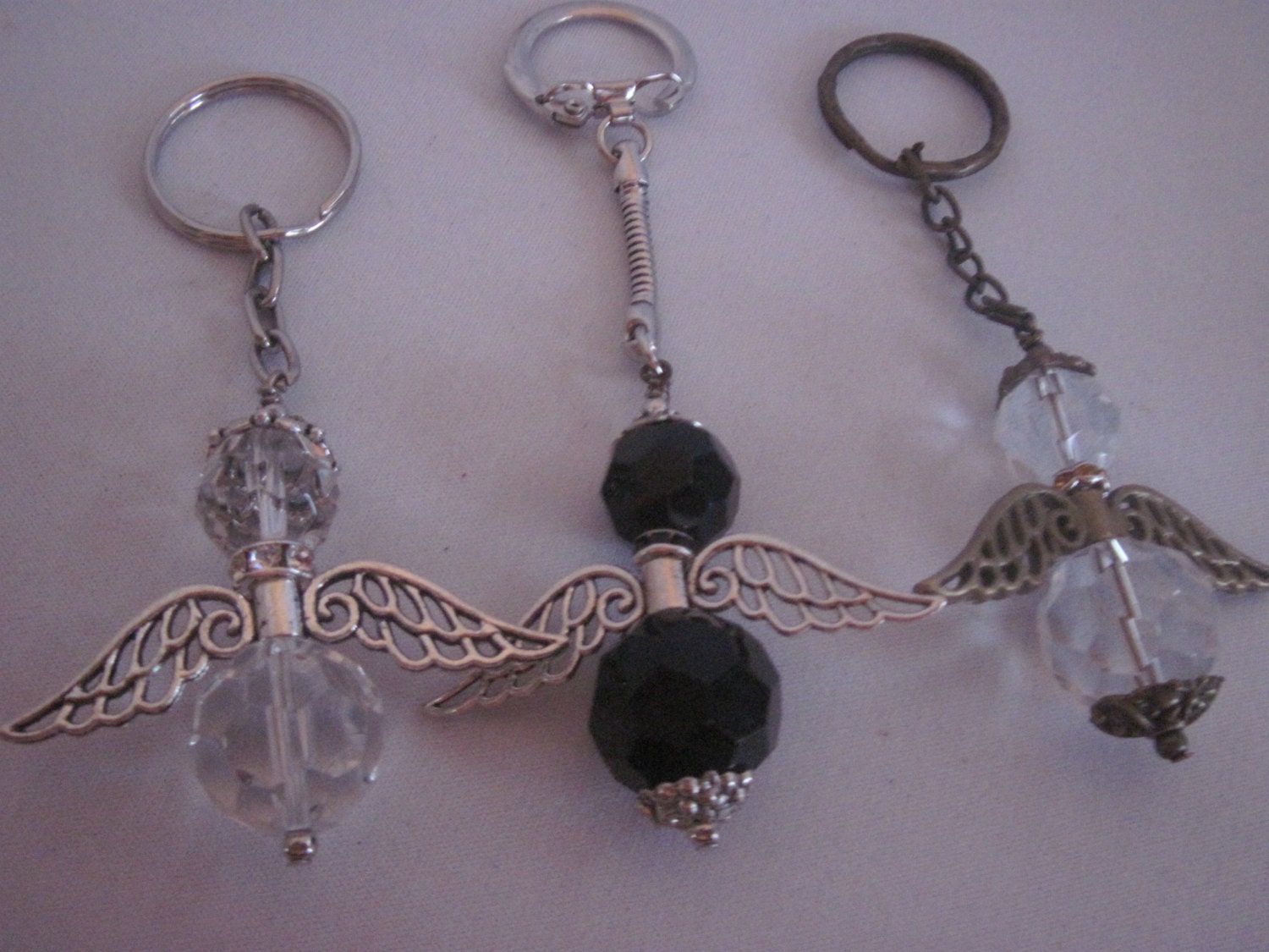 Clear Beaded Bronze Guardian Angel Key Chain Faith | Etsy