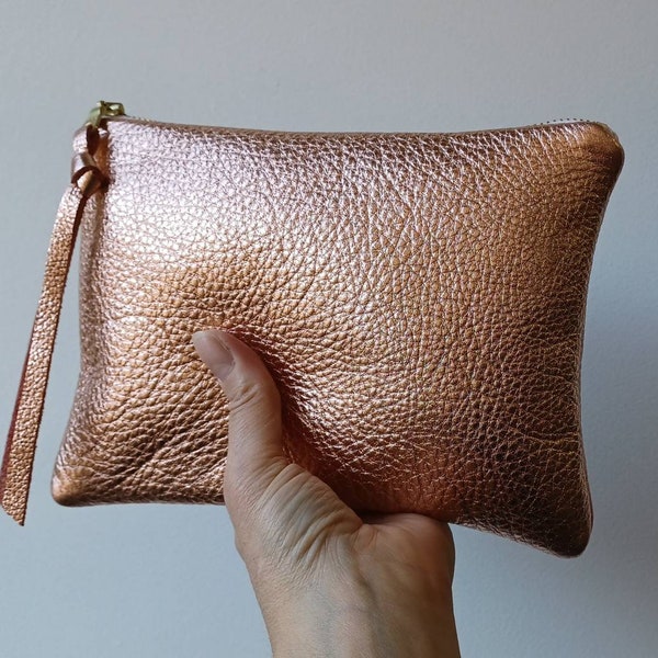 Rose Gold Zipper Bag - Etsy