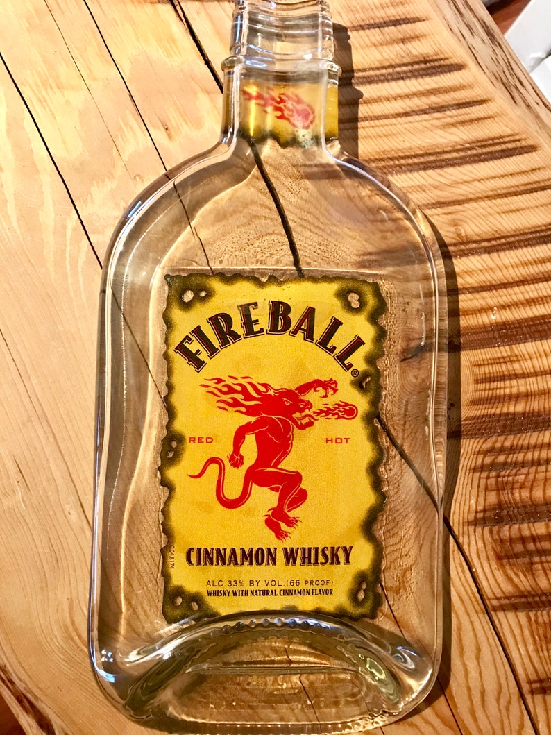 Fireball Cinnamon - Melted Whiskey Bottle Glass Serving Dish Platter - Etsy