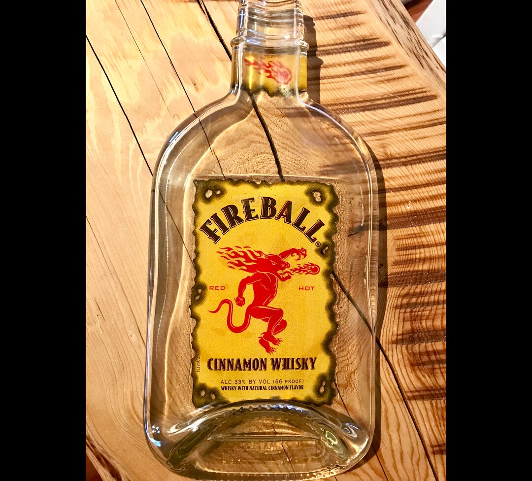 Fireball Cinnamon - Melted Whiskey Bottle Glass Serving Dish Platter - Etsy