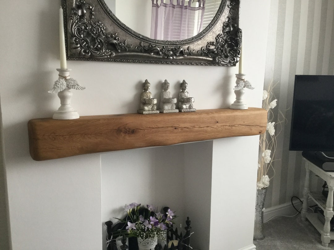 Shaped Oak Fireplace Mantel Beam: Includes Brackets 14cm X 9cm, Free UK ...