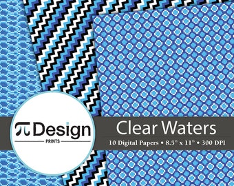 Ocean Water Pattern 12x12 Digital Paper Pack Set - Etsy