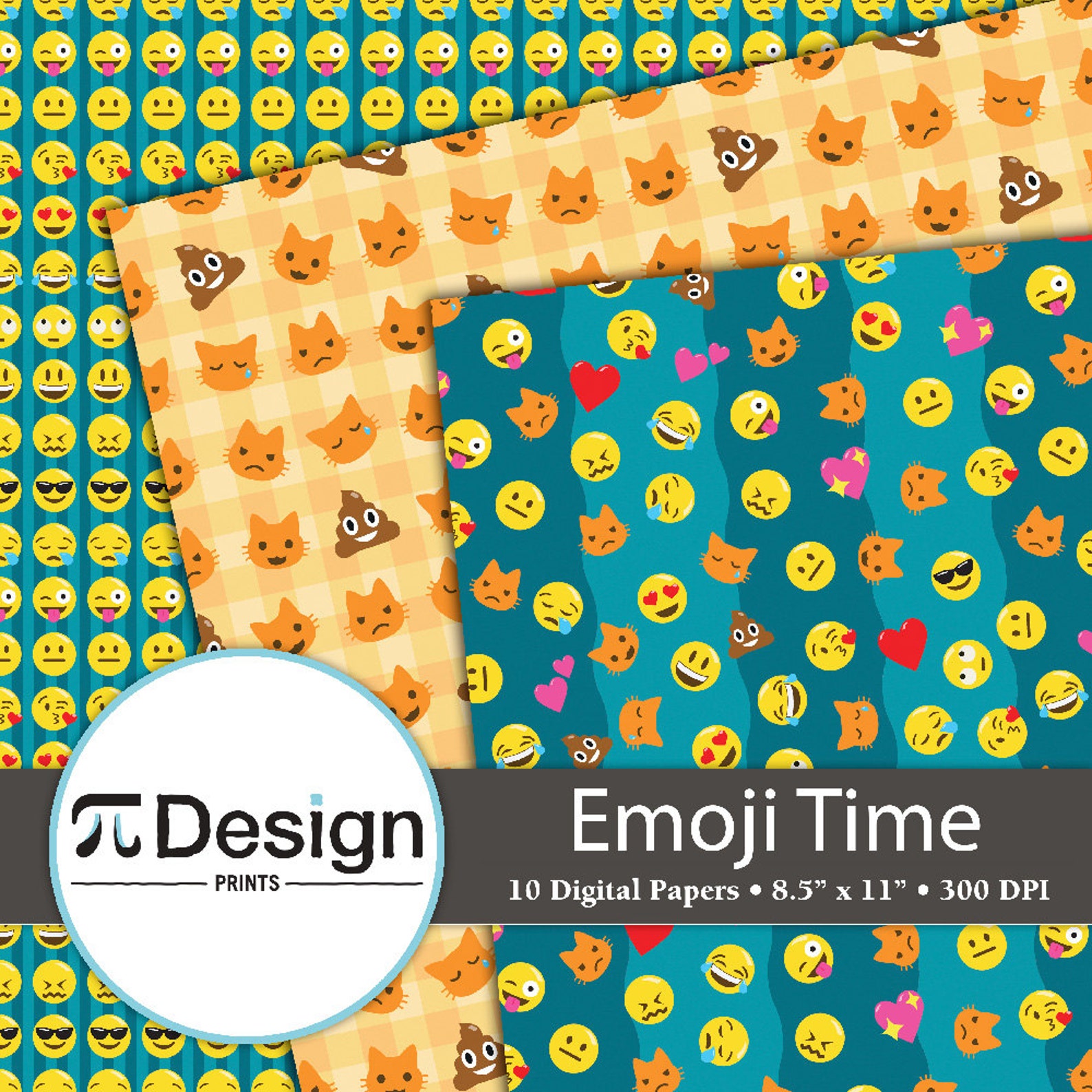 Emoji Party 8.5x11 Digital Paper 10 Pack Emoji | Etsy