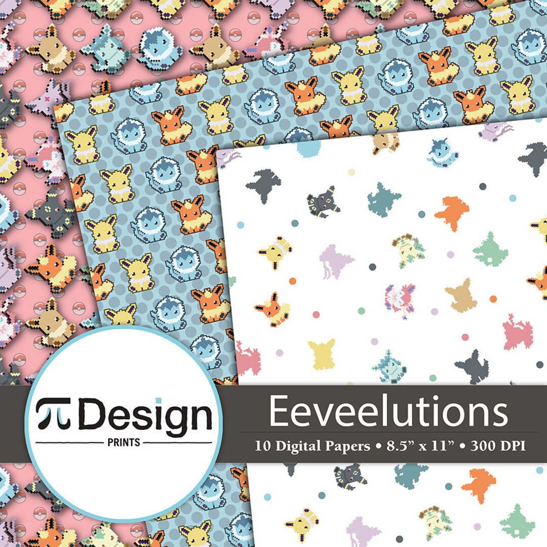 Eeveelutions 8.5"x11" Digital Paper 10 Pack | Party Printables DIY ...