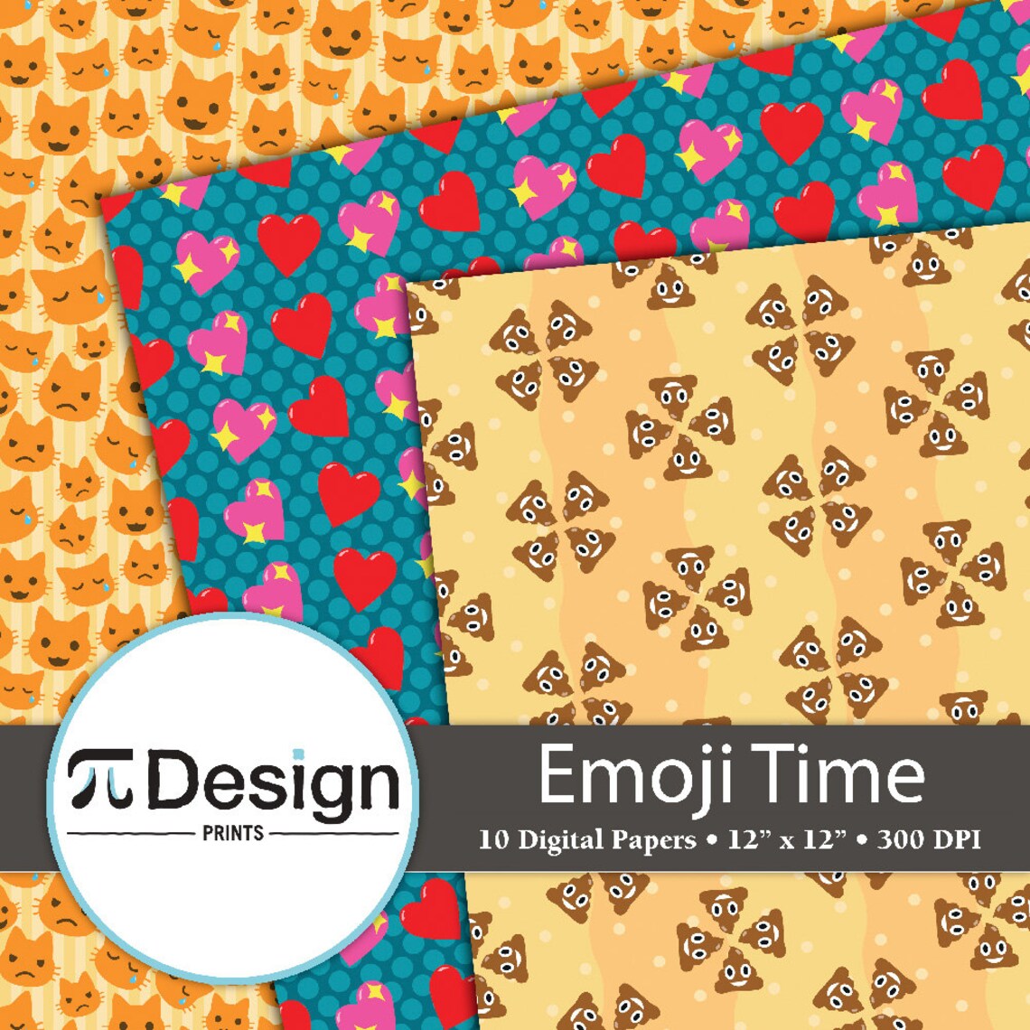 Emoji 12x12 Digital Paper 10 Pack Emoji Clipart - Etsy