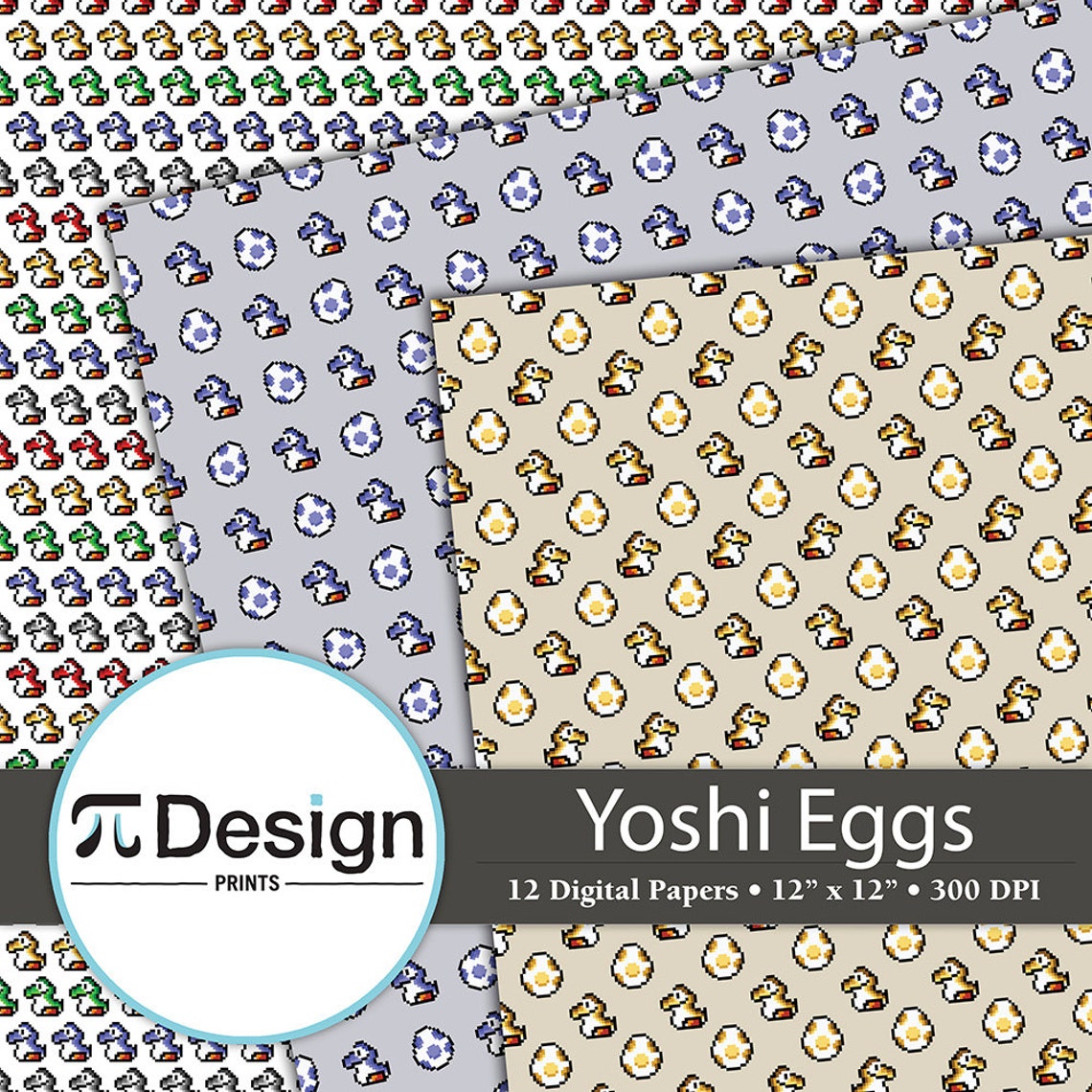 Cute Yoshi Egg Pattern 12x12 Digital Paper Pack of - Etsy