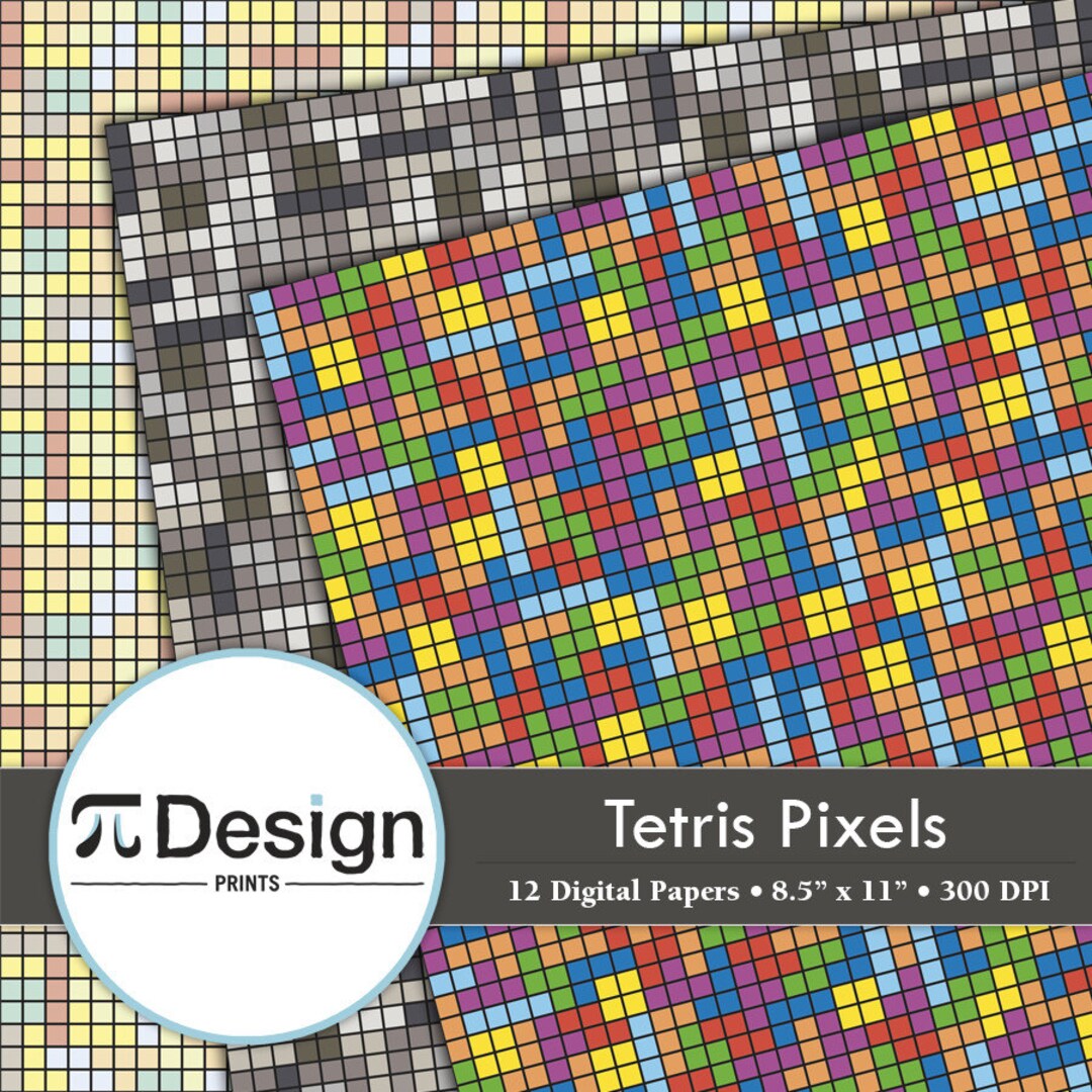 8.5"x11" Tetris Pixels Inspired Paper Pack of 12 | Digital Paper ...