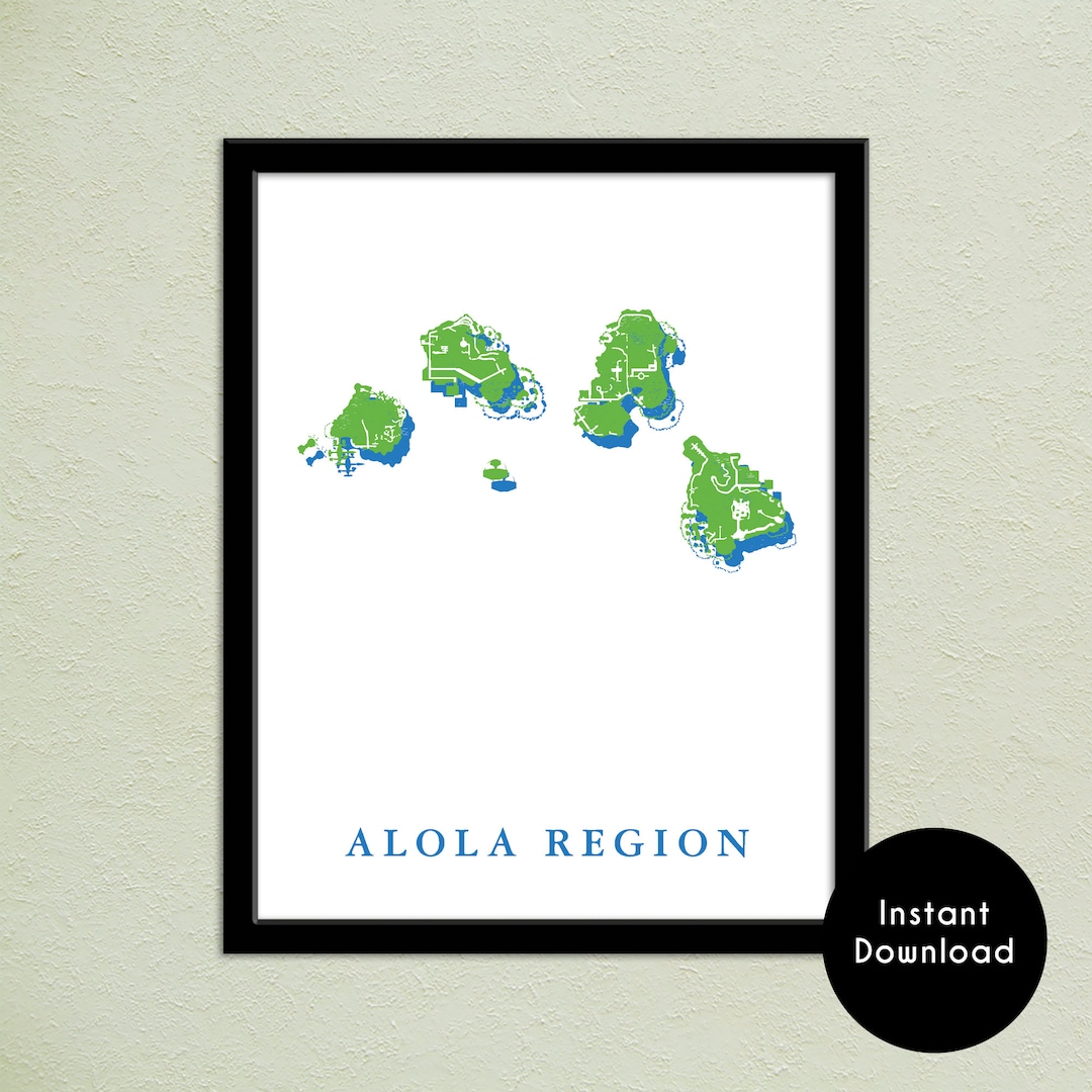Alola Region World Map Print | Pokemon World Map | Video Game - Digital ...