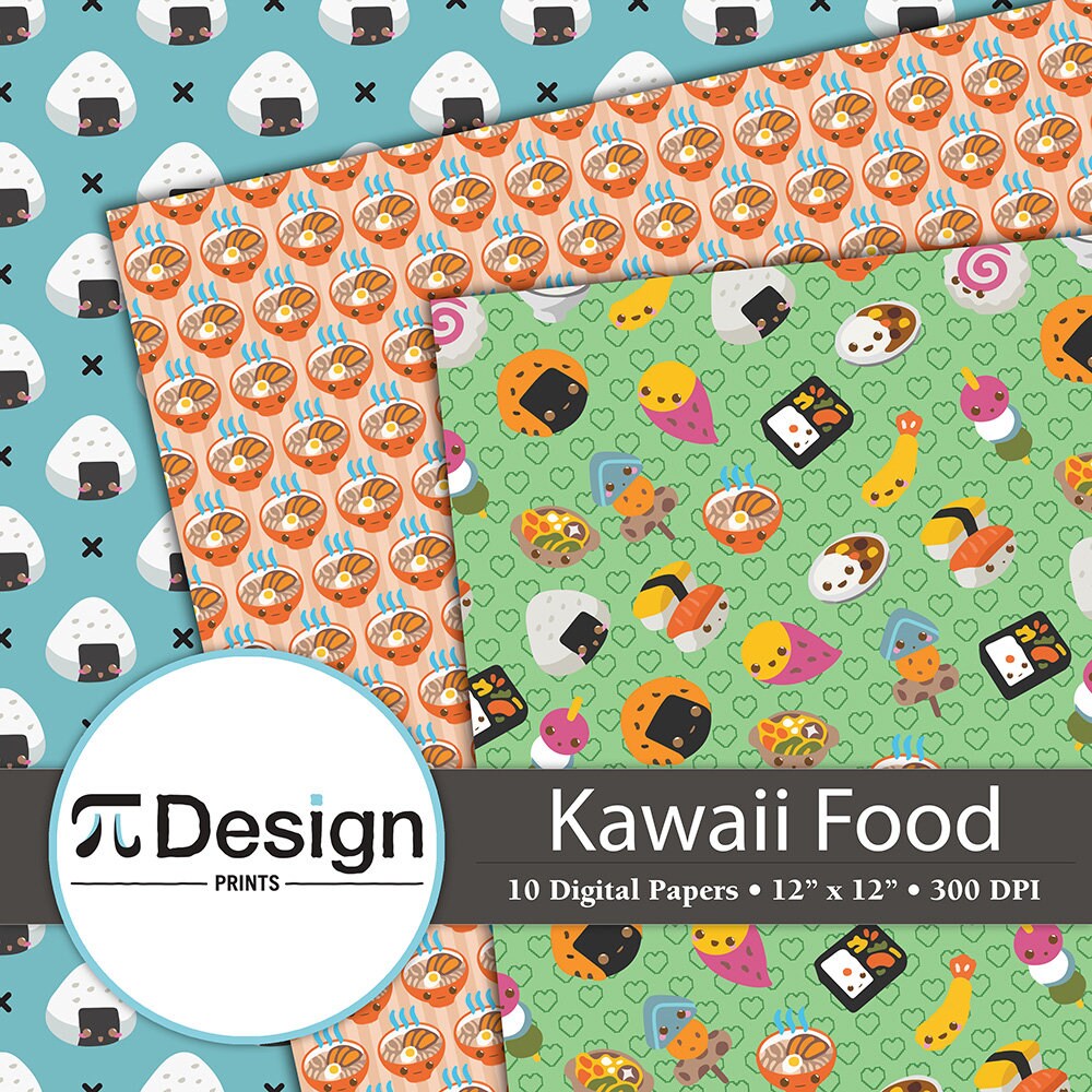 Cute Japanese Food 12x12 Digital Paper 10 Pack - Etsy