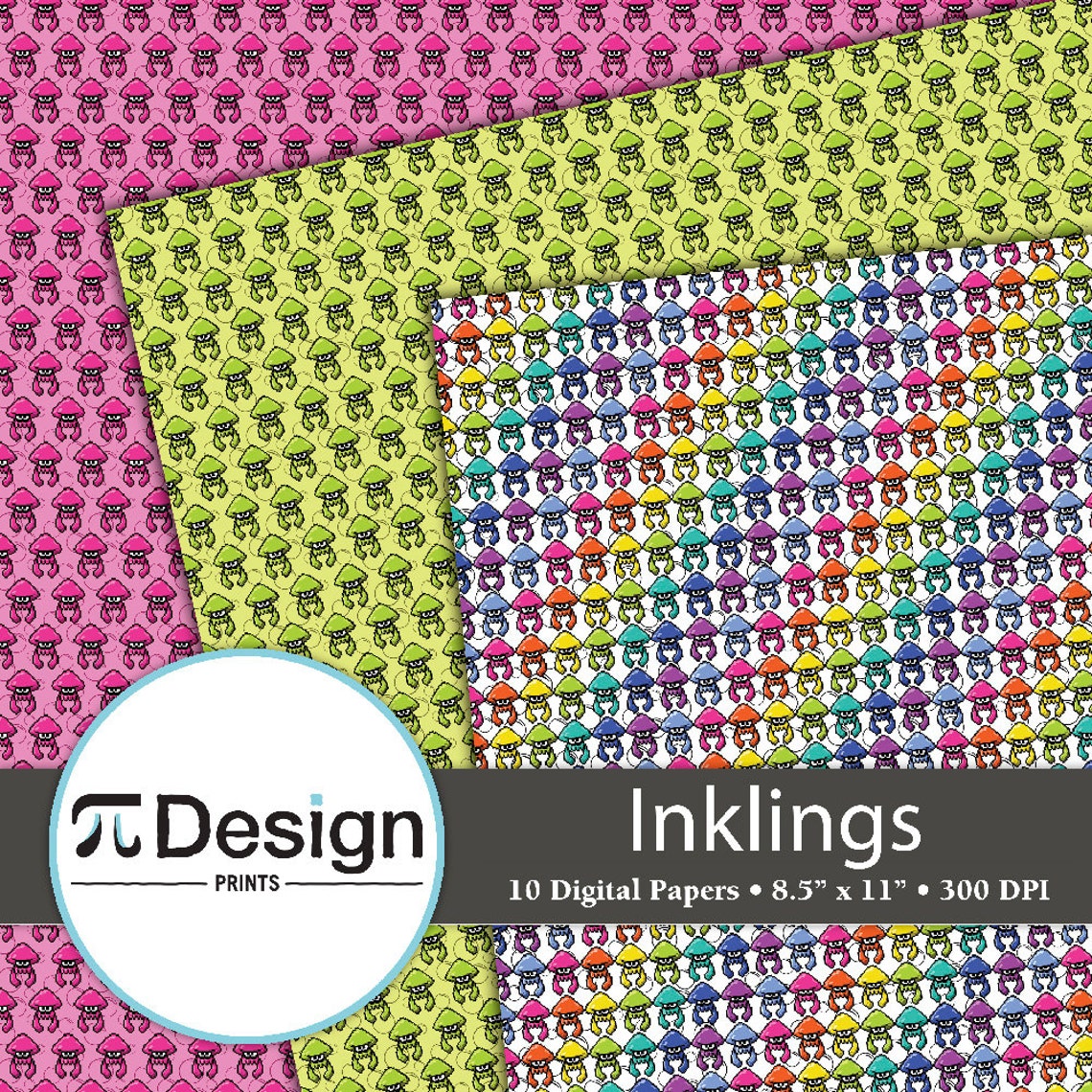 Squid Inklings 8.5x11 Digital Paper 10 Pack | Etsy