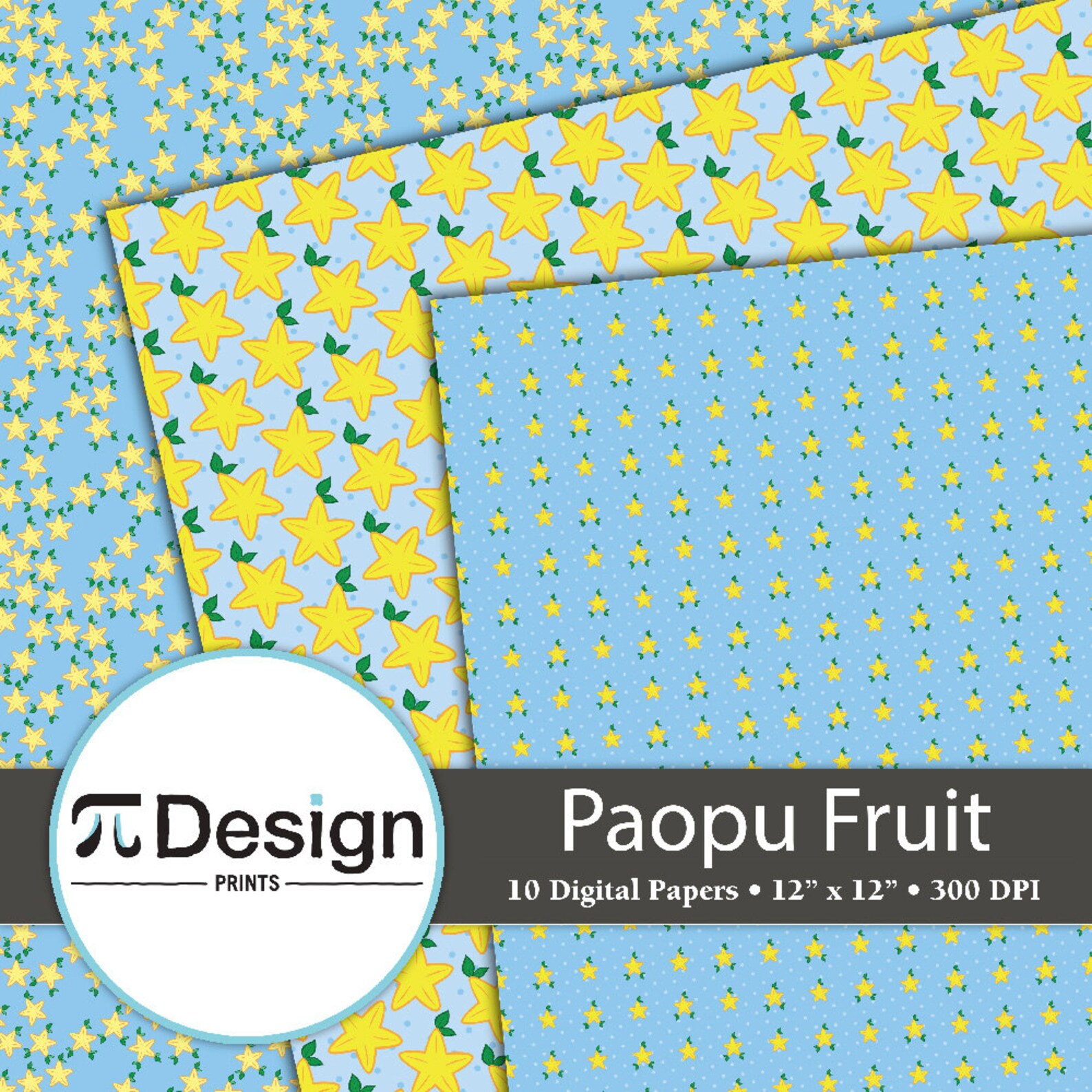 Paopu Fruit 12x12 Digital Paper 10 Pack Paopu | Etsy