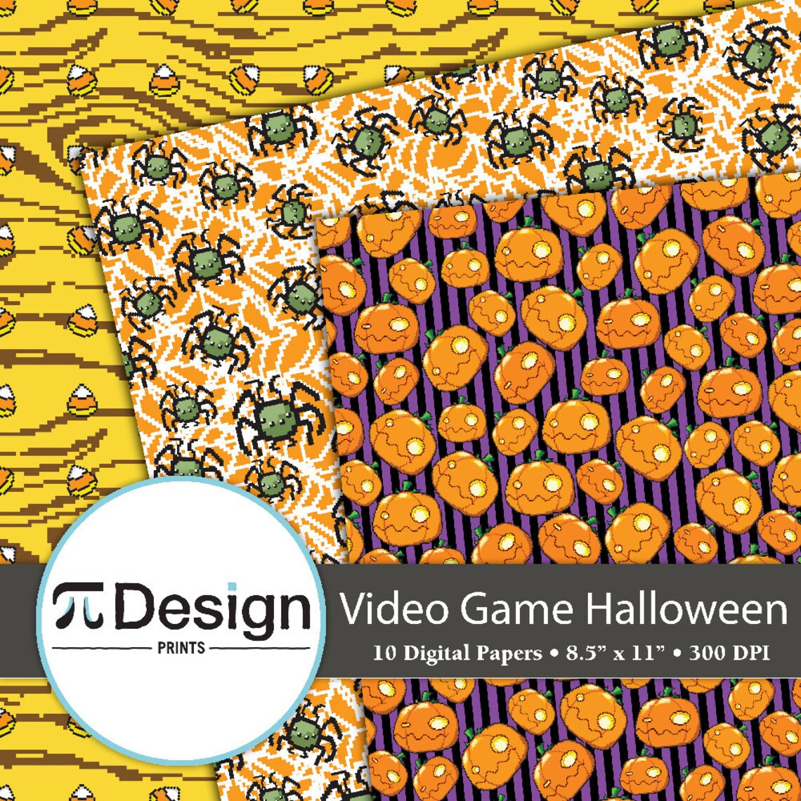 8.5x11 Video Game Halloween Digital Paper Pack of - Etsy