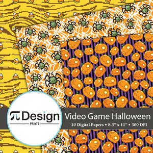 8.5"x11" Video Game Halloween Digital Paper Pack of 10 | Pixel ...