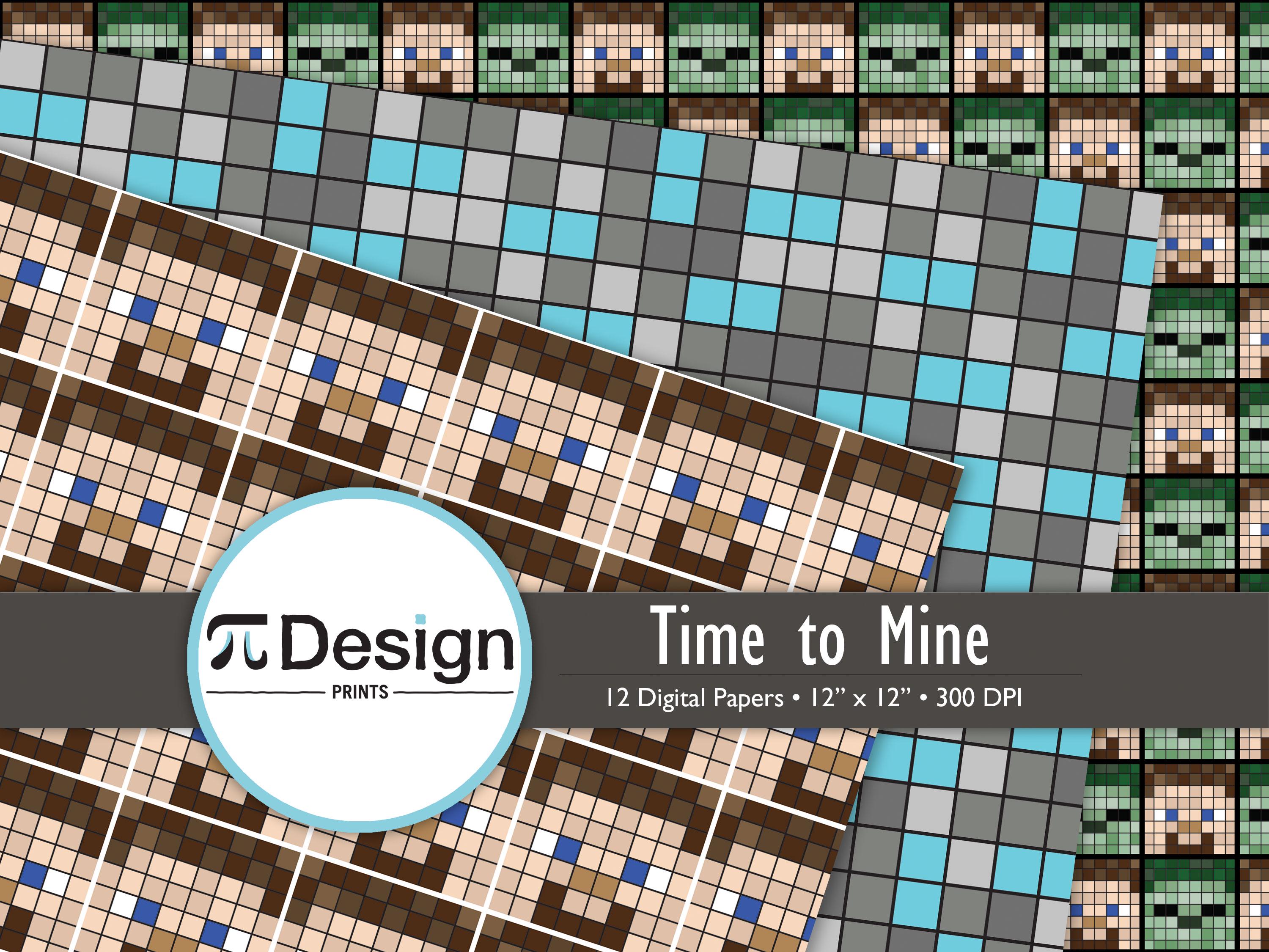 Mining Video Game 12"x12" Digital Paper | Creeper Seamless Pattern ...
