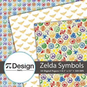 Loz Symbols 8.5"x11" Digital Paper 10 Pack | Video Game Printable ...
