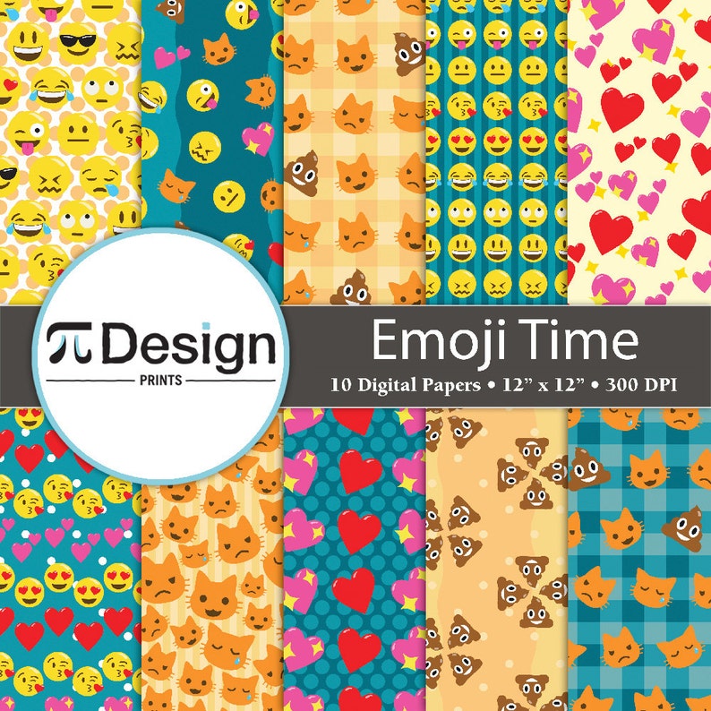 Emoji 12x12 Digital Paper 10 Pack Emoji Clipart - Etsy