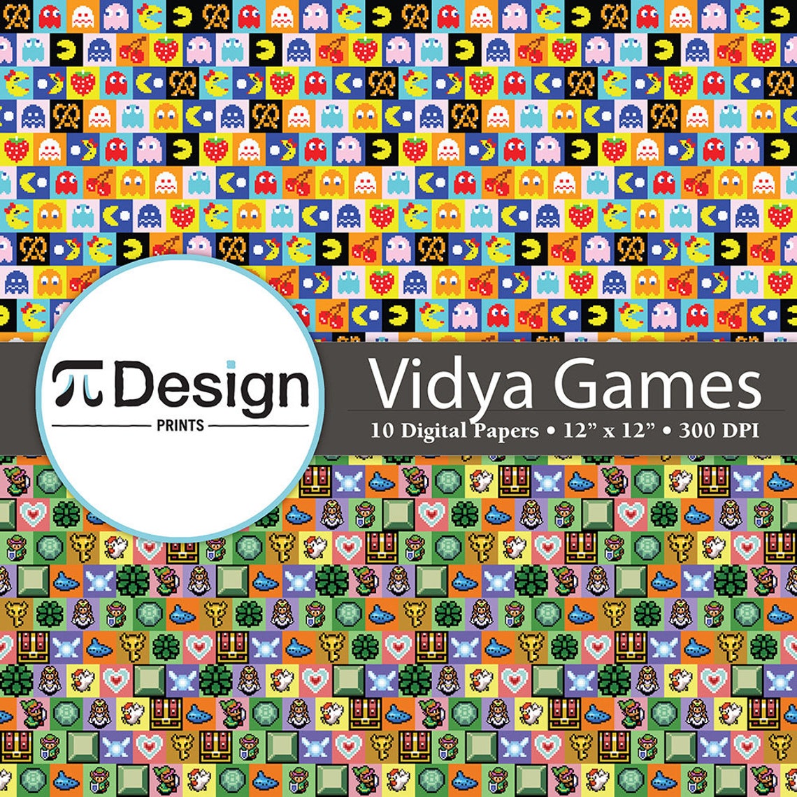 Video Game 12x12 Digital Scrapbook Paper Pack Set - Etsy