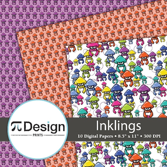 Squid Inklings 8.5x11 Digital Paper 10 Pack | Etsy